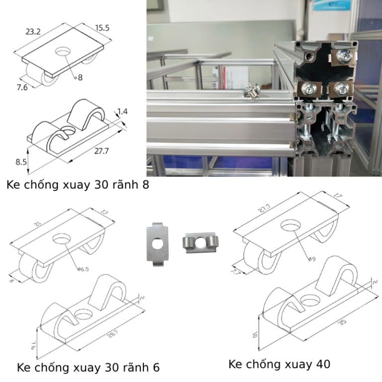 Ke góc chống xoay nhôm - Cho nhôm 30 và 40